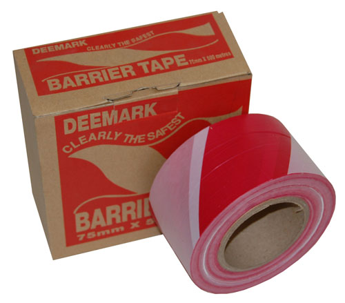 Barrier Tape Red and White 75mm x 500m